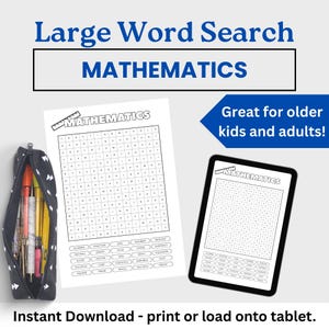 Math Vocabulary Word Search Puzzle: Printable Game for Kids, Teens ...