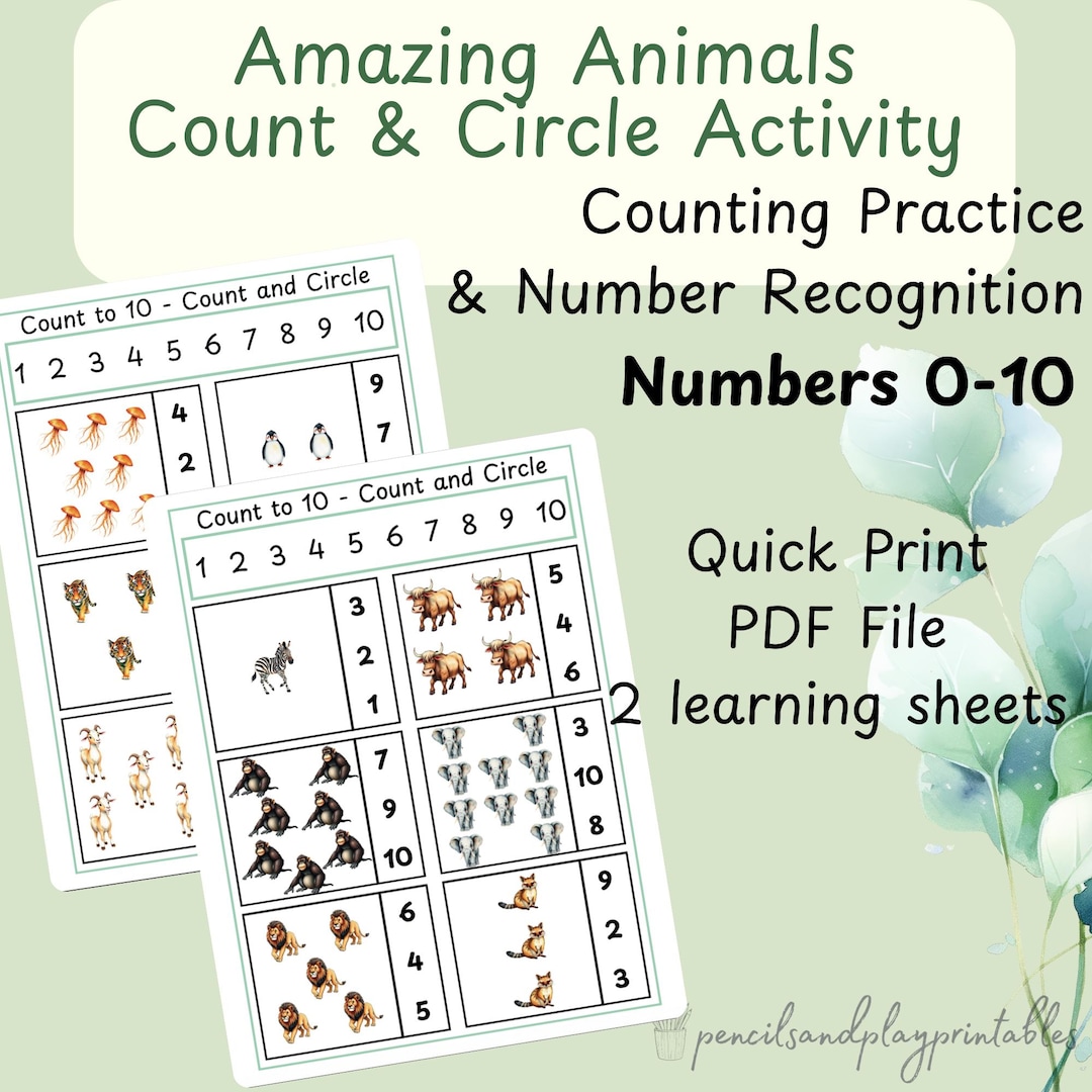 Numbers, Counting Worksheet, 1-10, Animal Counting Activity ...
