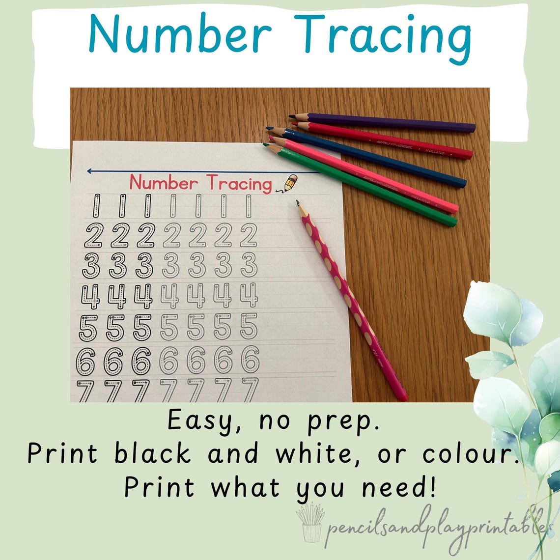 Number Tracing Activity, Printable Handwriting Practice, Preschool and ...