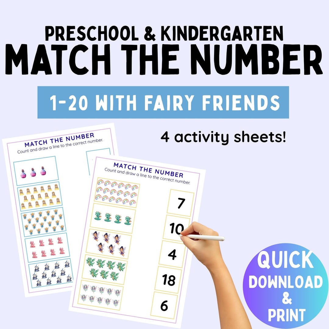 Fairy Friends Count and Match Activity for Preschool and Kindergarten ...
