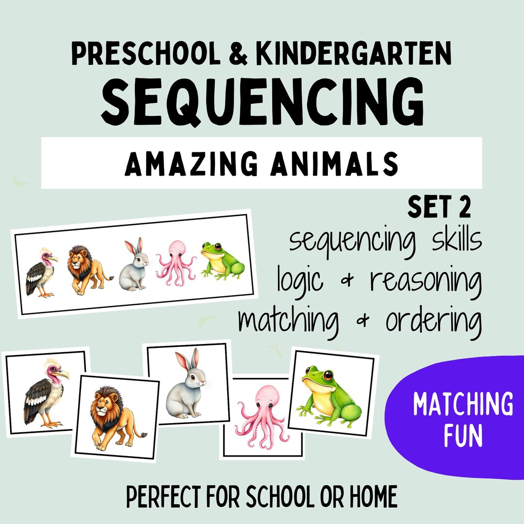 Animals Themed Matching & Sequencing Activity for Preschool and ...