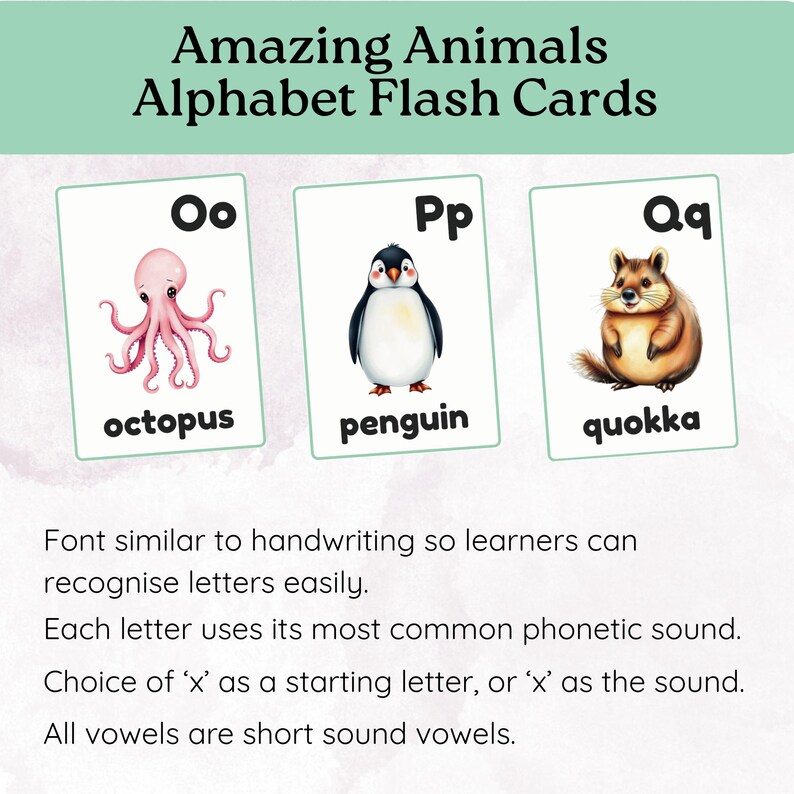 Animal Alphabet Flash Cards, Printable, Preschool Alphabet Curriculum ...