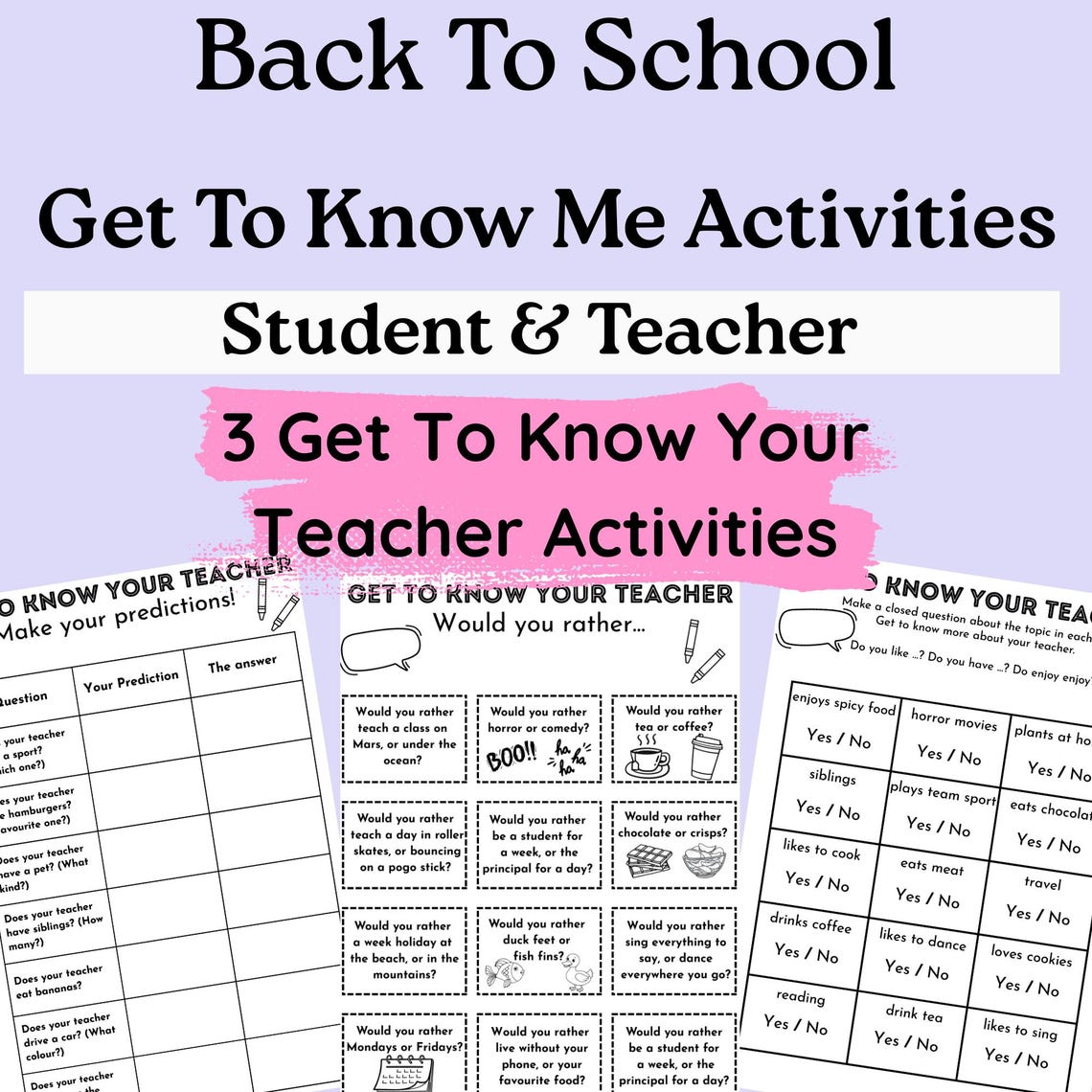 Get to Know Me Student & Teacher BIG BUNDLE, Get to Know You, Ice ...