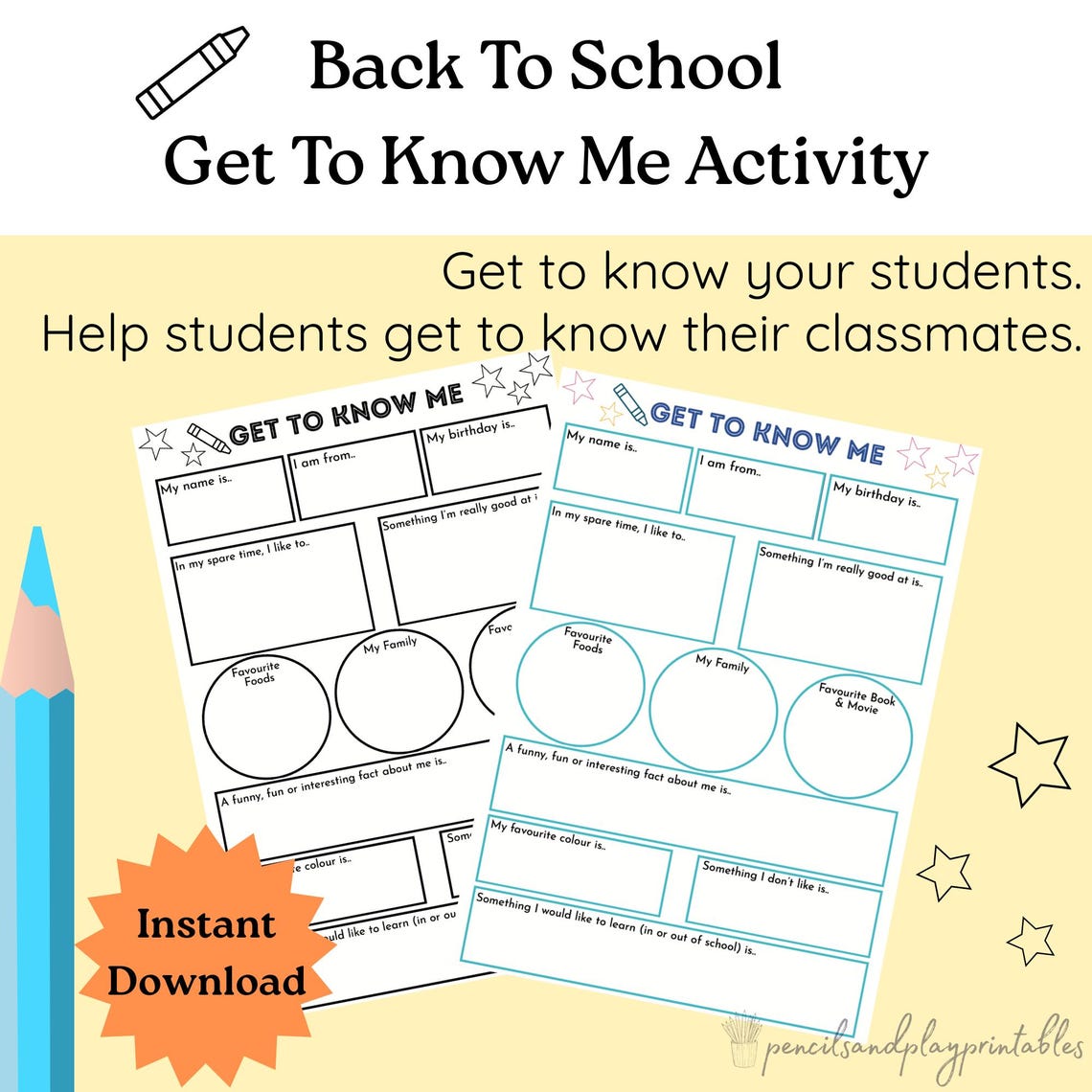 Get to Know Me Printable Activity Worksheet, All About Me Printable ...