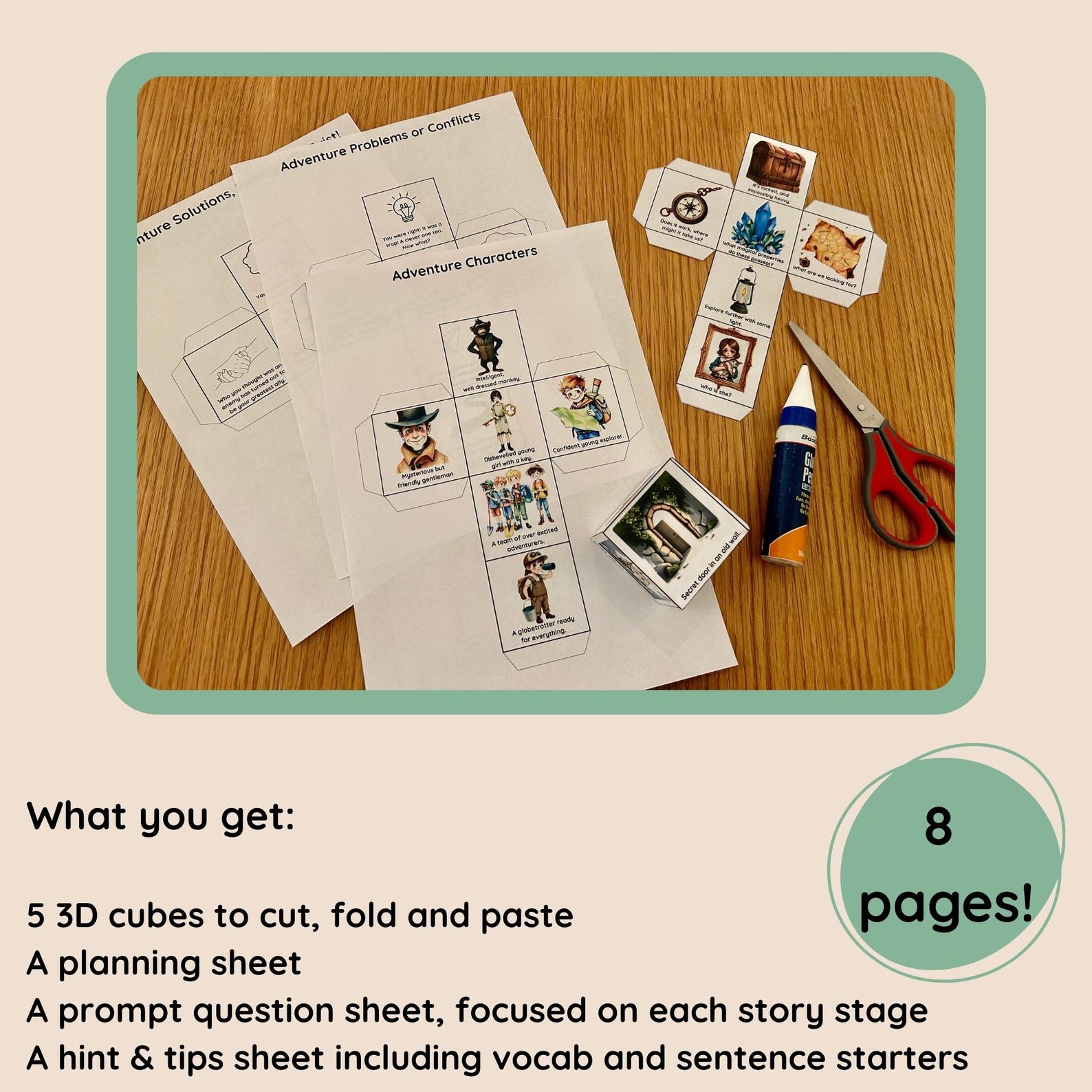 Adventure Story Writing Cubes, Story Writing Dice, Roll a Story ...