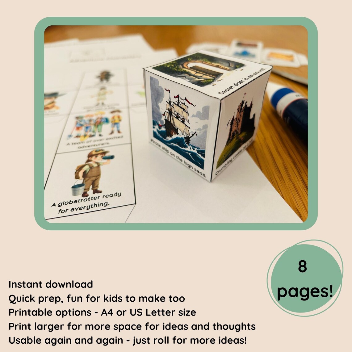 Adventure Story Writing Cubes, Story Writing Dice, Roll a Story ...