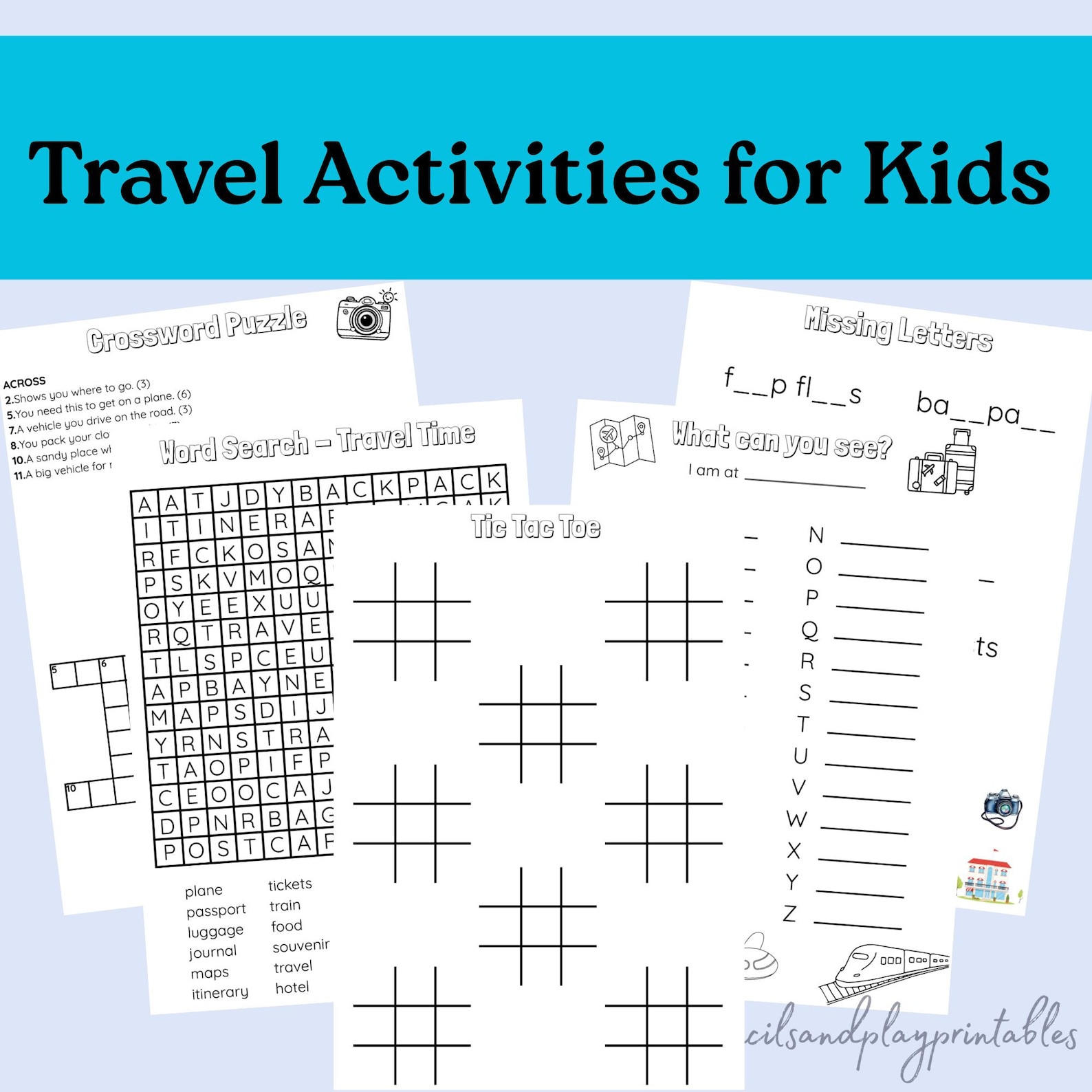 Printable Travel Activities Kids, Kids Travel Activity, Kids Travel ...