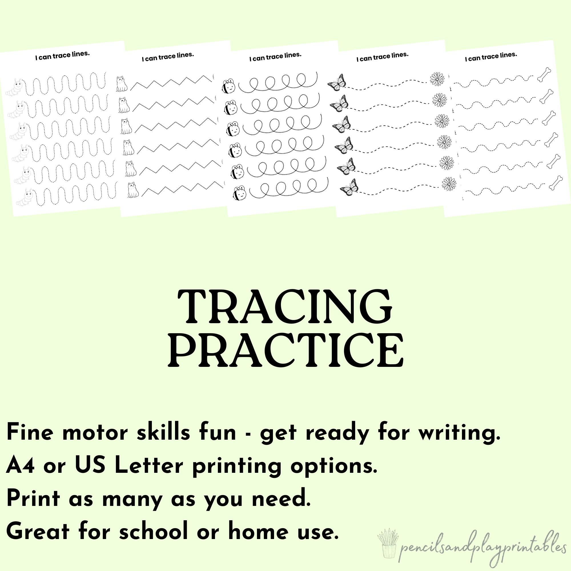 Line Tracing Worksheets, Tracing Practice for Toddlers, Preschool ...