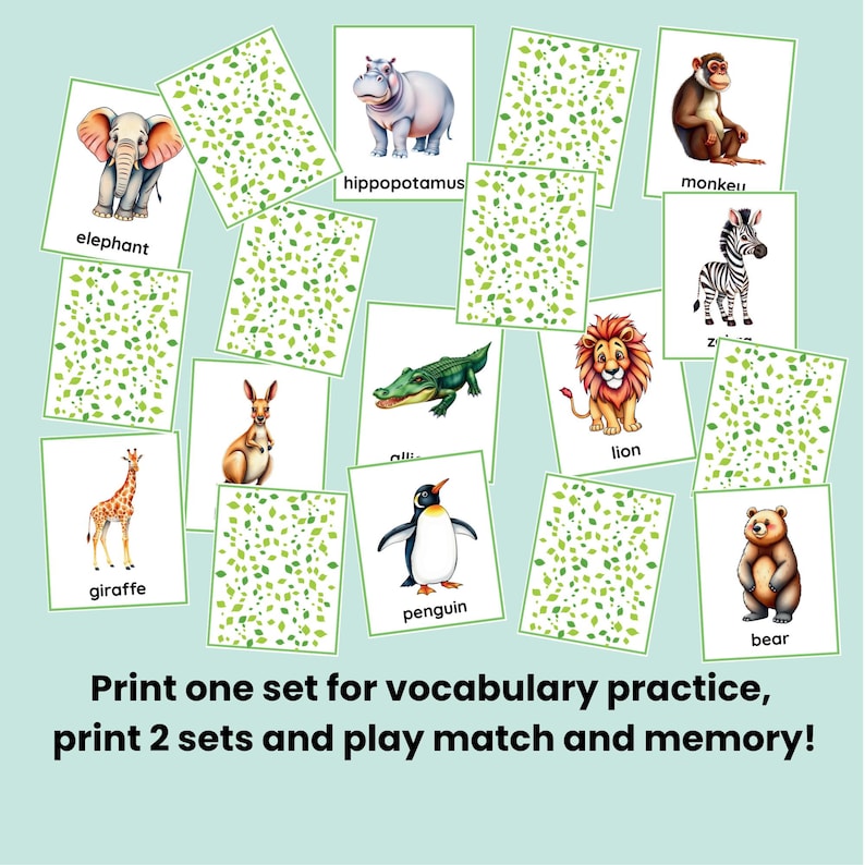Zoo Animal Flash Cards, Zoo Animal Vocabulary, Flash Cards for Toddlers ...
