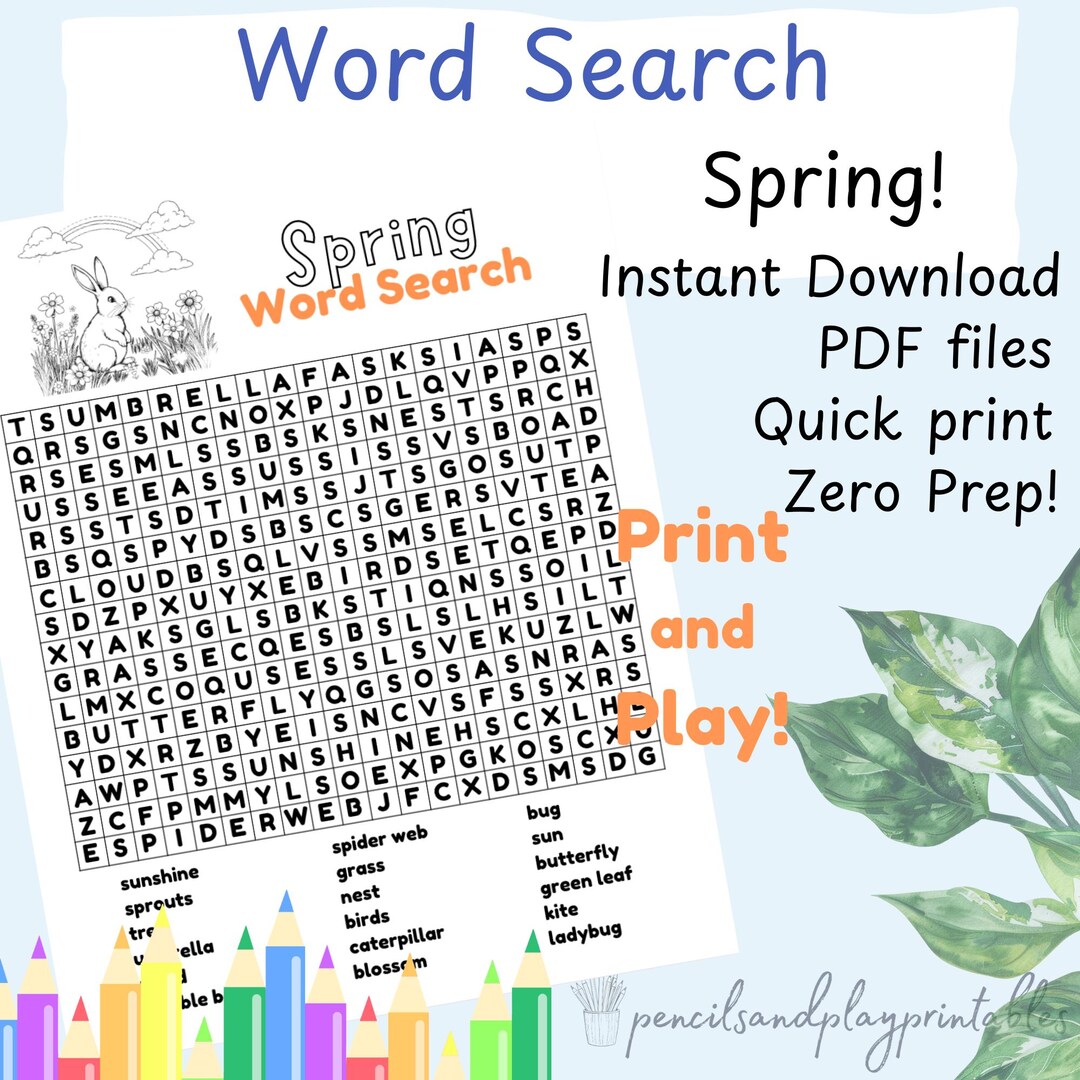 Spring Word Search, Kids Activities, With Answer Key, Fun for the ...