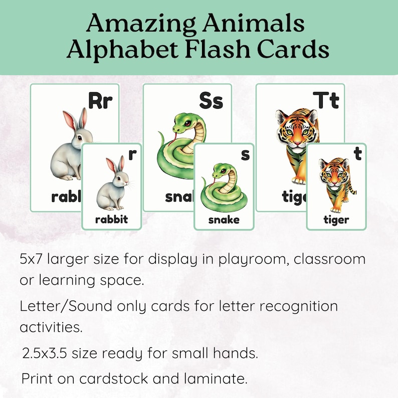Animal Alphabet Flash Cards, Printable, Preschool Alphabet Curriculum ...