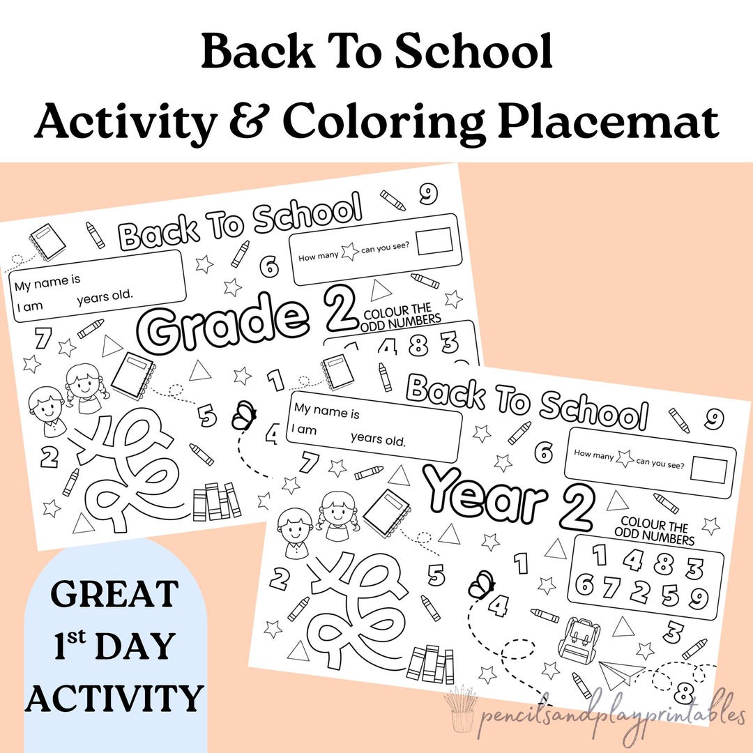 Grade 2/year 2 First Day Activity Sheet, Back to School Activity ...