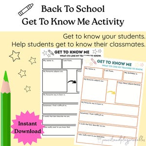 Get to Know Me Activity Sheet, First Day of School Printable, All About ...