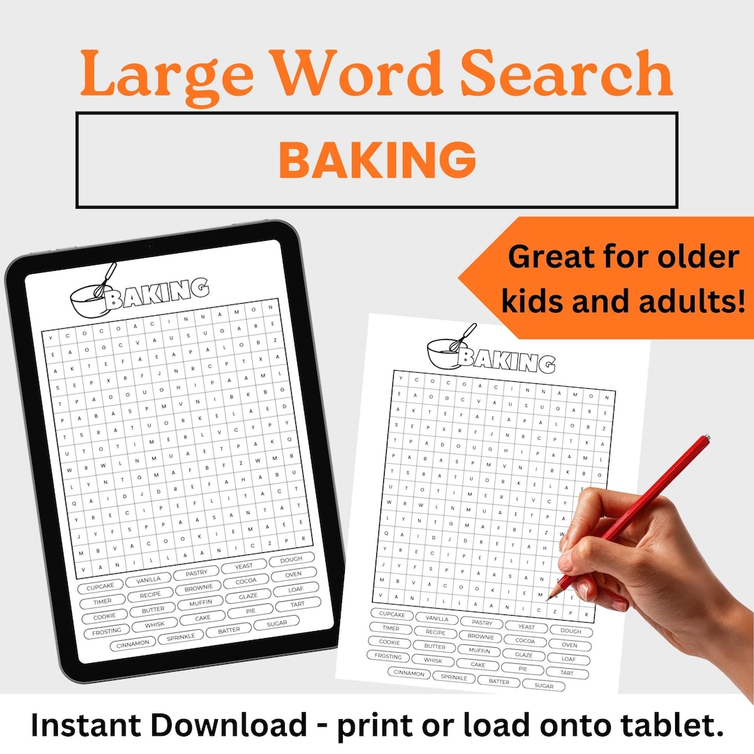 Baking Themed Word Search Puzzle: for Adults, Teens & Kids - With ...