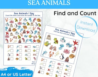 I Spy Jungle Animals Counting Printable Activity, Find and Count ...