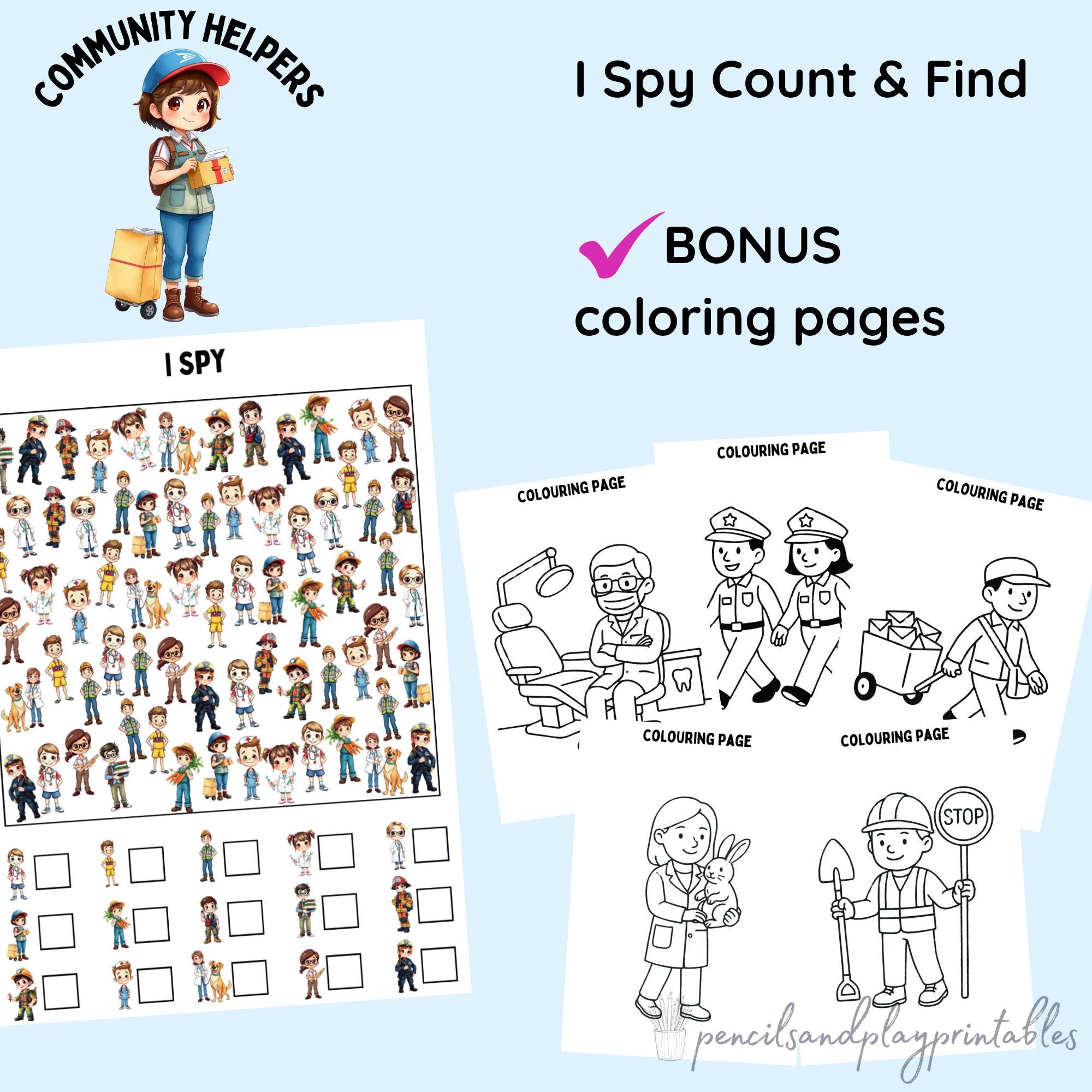 Community Helpers I Spy Counting Game, Find and Count Activity ...