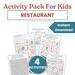 Restaurant Themed Activity Pack, Activity Pack for Kids, Restaurant ...