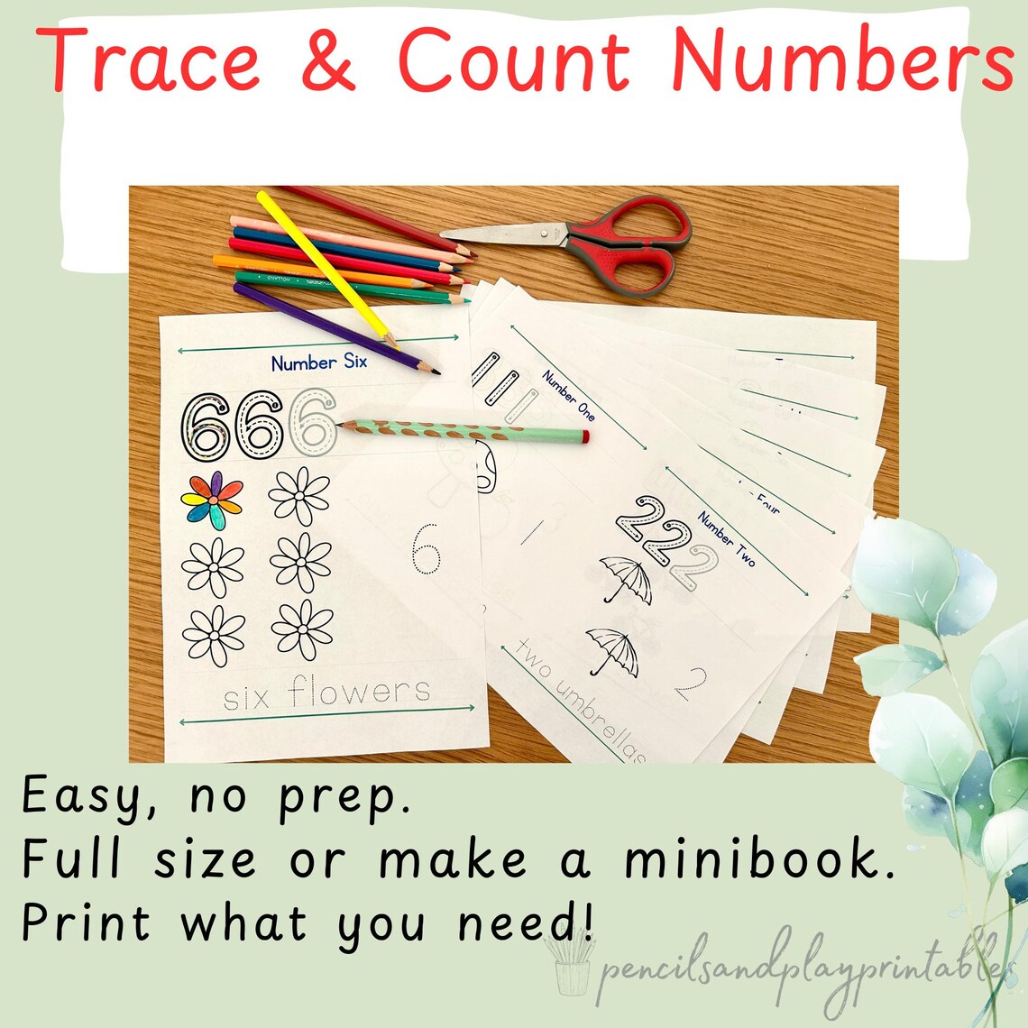 Number Tracing Worksheet, Preschool & Kindergarten, Printable ...