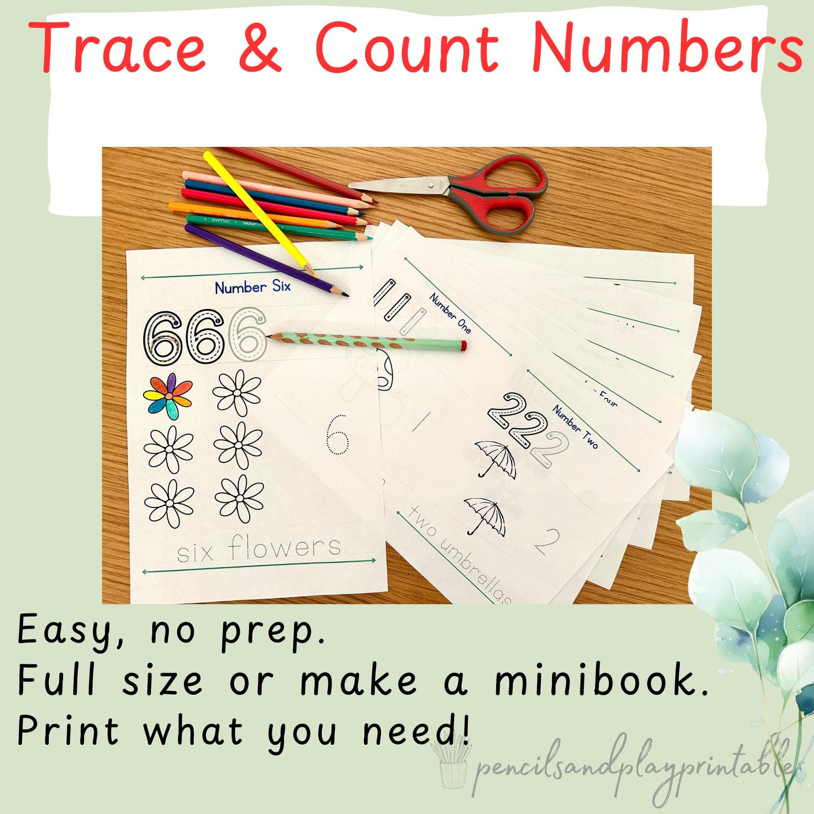 Number Tracing Worksheet, Preschool & Kindergarten, Printable ...