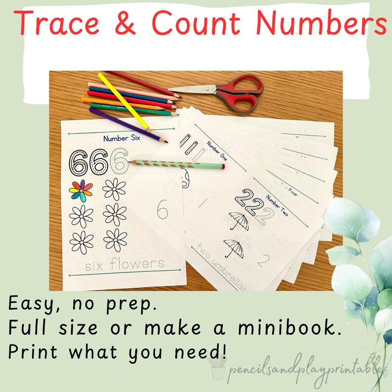 Number Tracing Worksheet, Preschool & Kindergarten, Printable ...