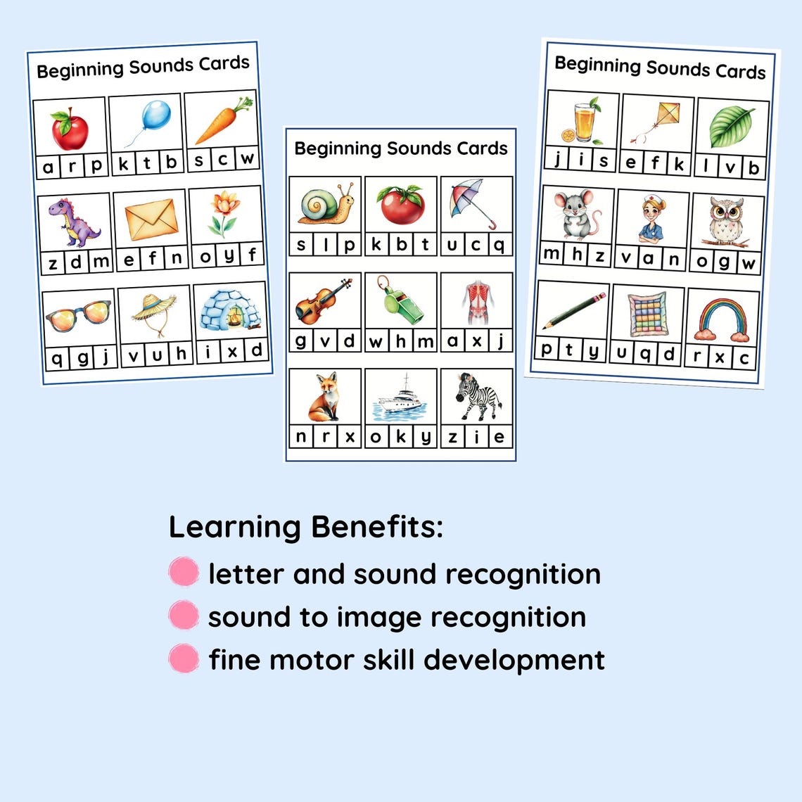 Alphabet Beginning Sounds Worksheets, Learn the Alphabet, Preschool ...