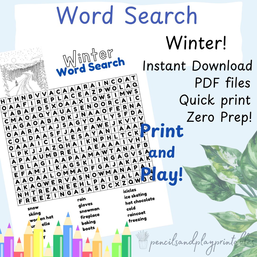 Winter Word Search, Kids Activities, With Answer Key, Fun for the ...