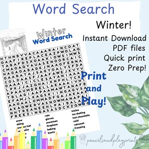 Winter Word Search, Kids Activities, With Answer Key, Fun for the ...