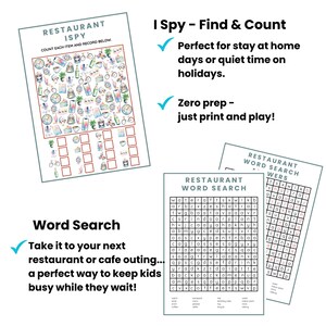 Restaurant Themed Activity Pack, Activity Pack for Kids, Restaurant ...