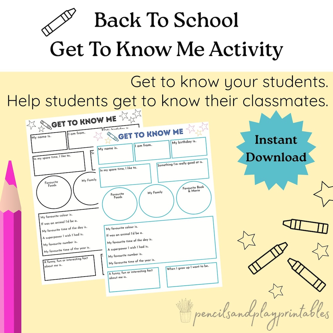 Get to Know Me Printable Activity Worksheet, All About Me Printable ...