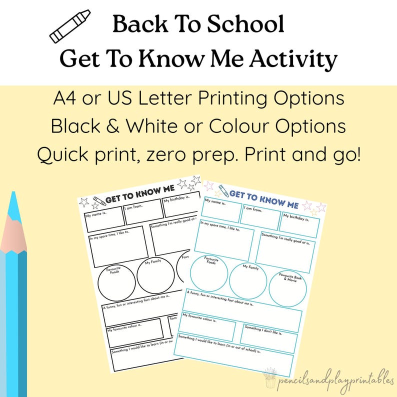 Get to Know Me Printable Activity Worksheet, All About Me Printable ...