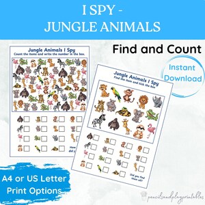 I Spy Jungle Animals Counting Printable Activity, Find and Count ...