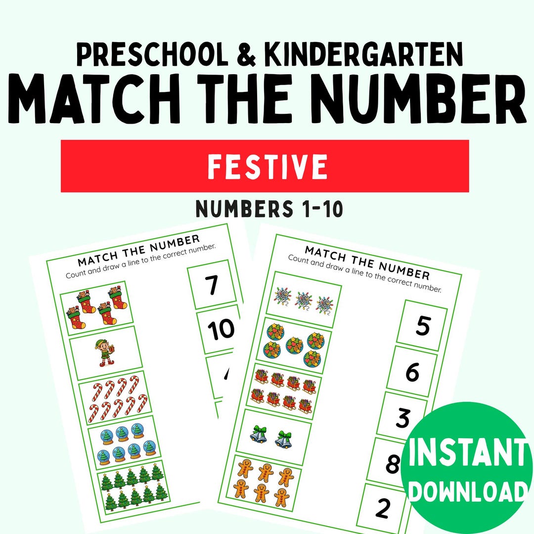 Festive Match the Number 1-10 Counting Activity for Preschool and ...