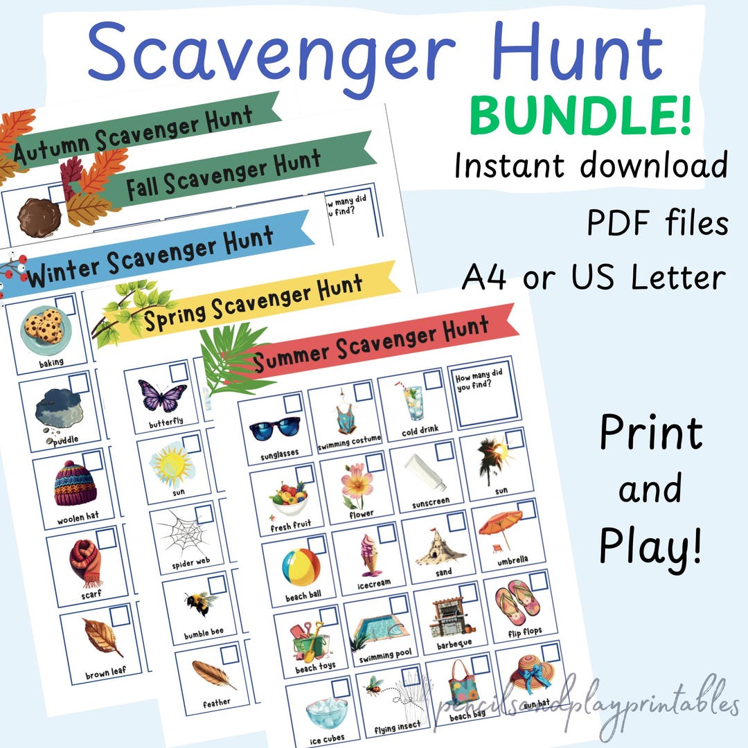 BUNDLE, Scavenger Hunt Bundle, Printable Outdoor Fun, Activities for ...
