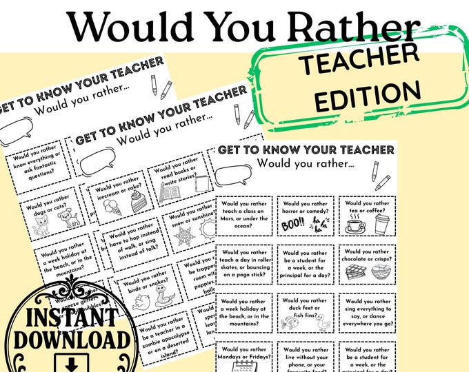 Would You Rather - Teacher Edition, New School Year Activity, Ice ...