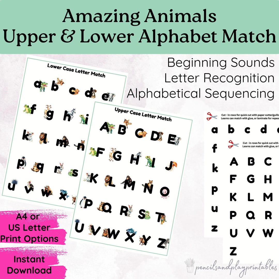 Animal Alphabet Letter Matching Activity, Beginning Sounds, Early ...
