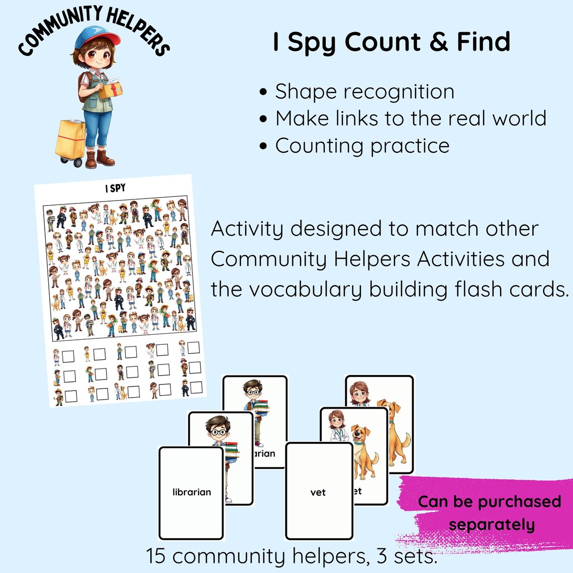 Community Helpers I Spy Counting Game, Find and Count Activity ...