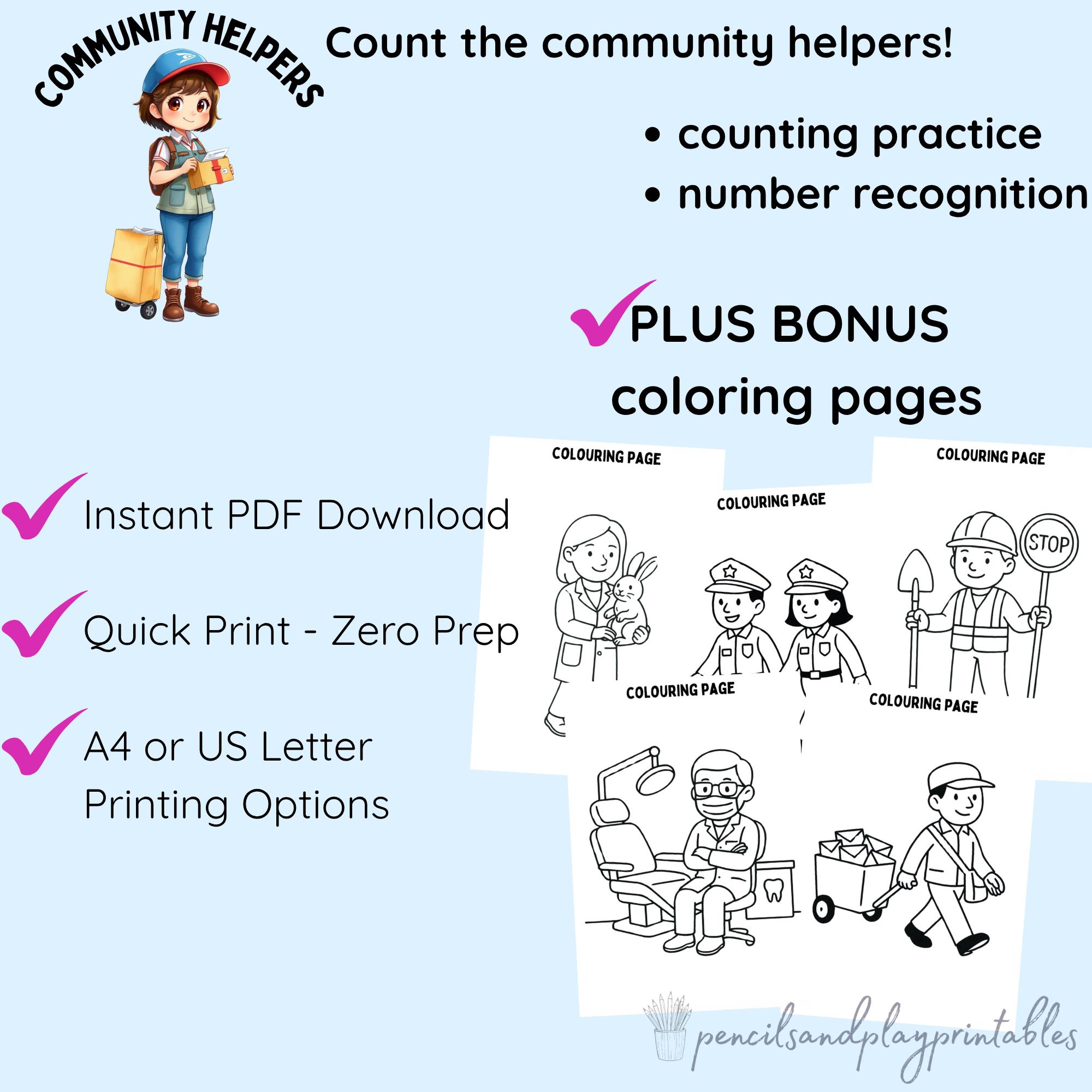 Count to 10 Activity, Community Helper Counting Worksheet, Count ...