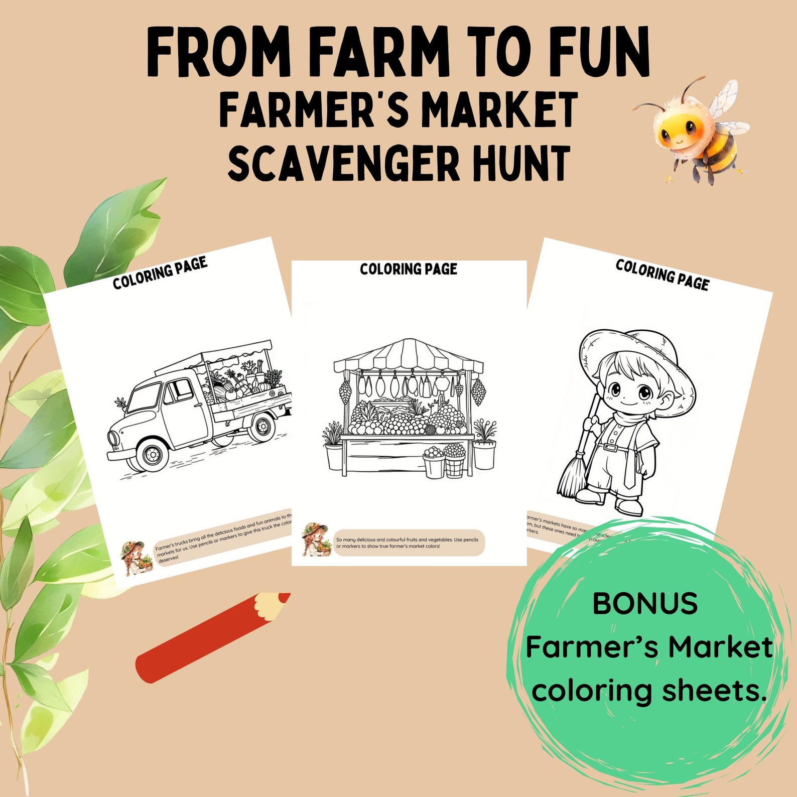From Farm to Fun Farmer's Market Scavenger Hunt, Printable, Kid's ...