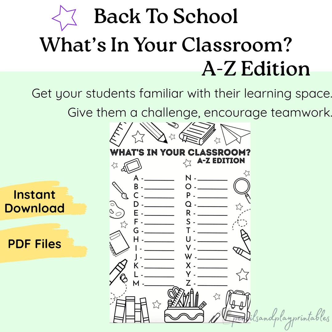 What's in Your Classroom Back to School Activity, Scavenger Hunt, Fun ...