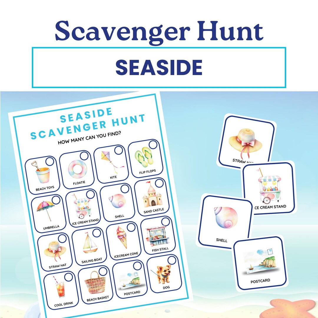 Seaside Scavenger Hunt Activity, Kids Scavenger Hunt Fun, Seaside ...