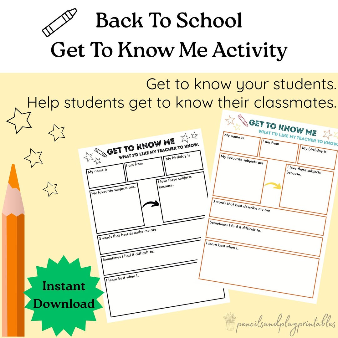 Get to Know Me Activity, Back to School, Educational Resource, Ice ...