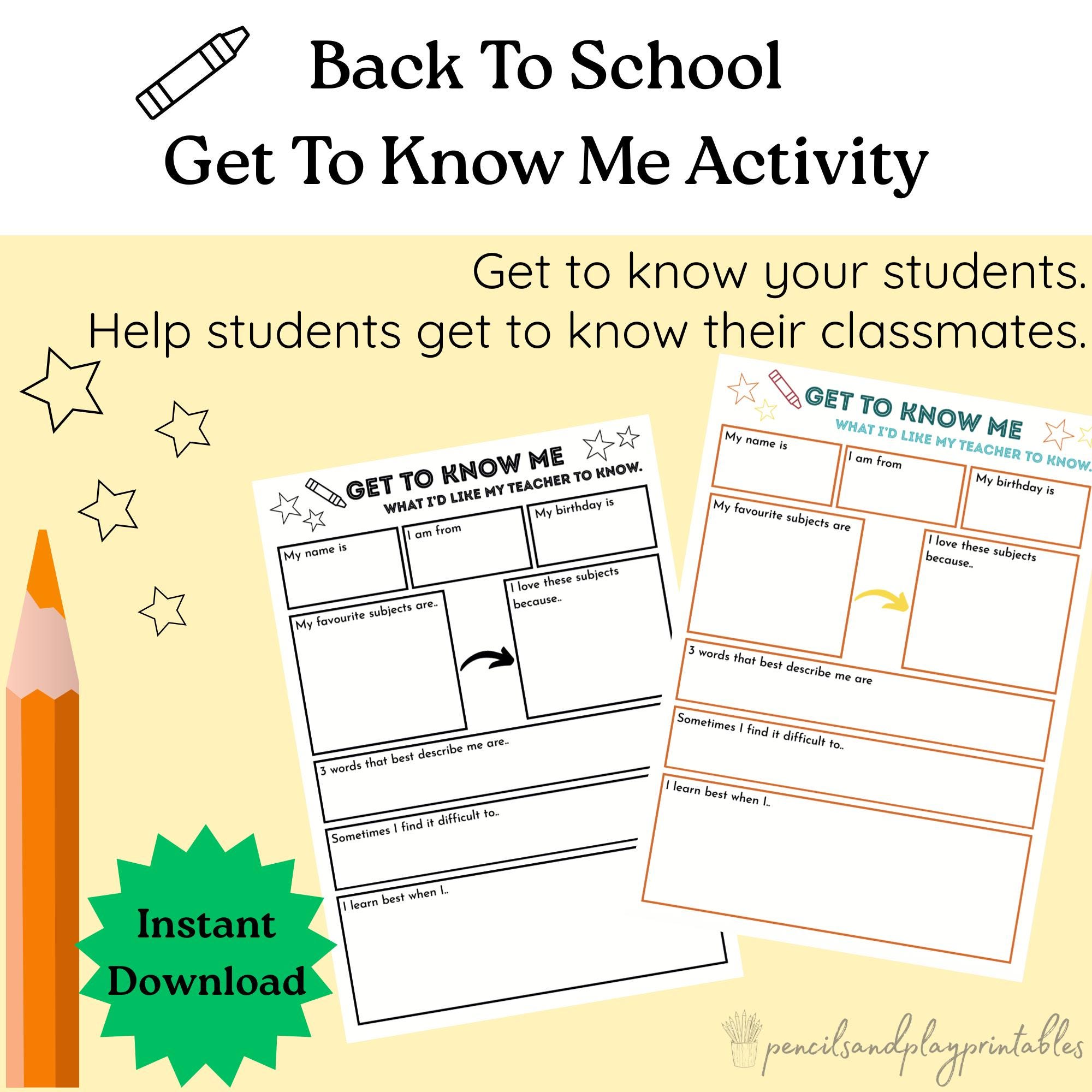 Get to Know Me Activity, Back to School, Educational Resource, Ice ...