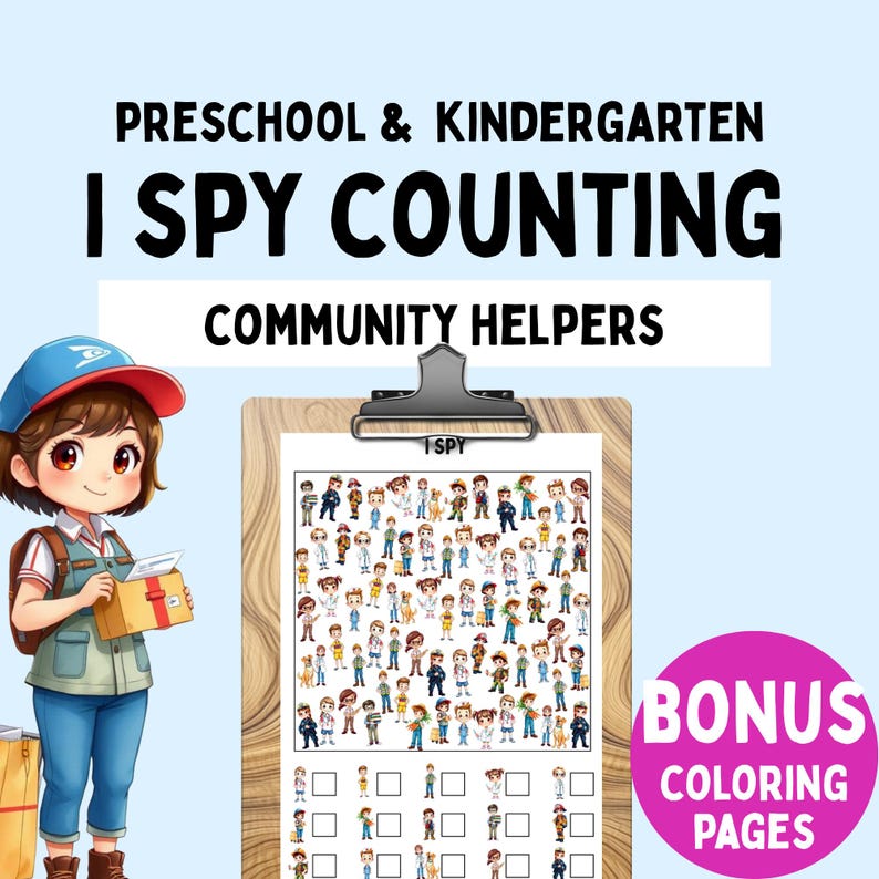 Community Helpers I Spy Counting Game, Find and Count Activity ...