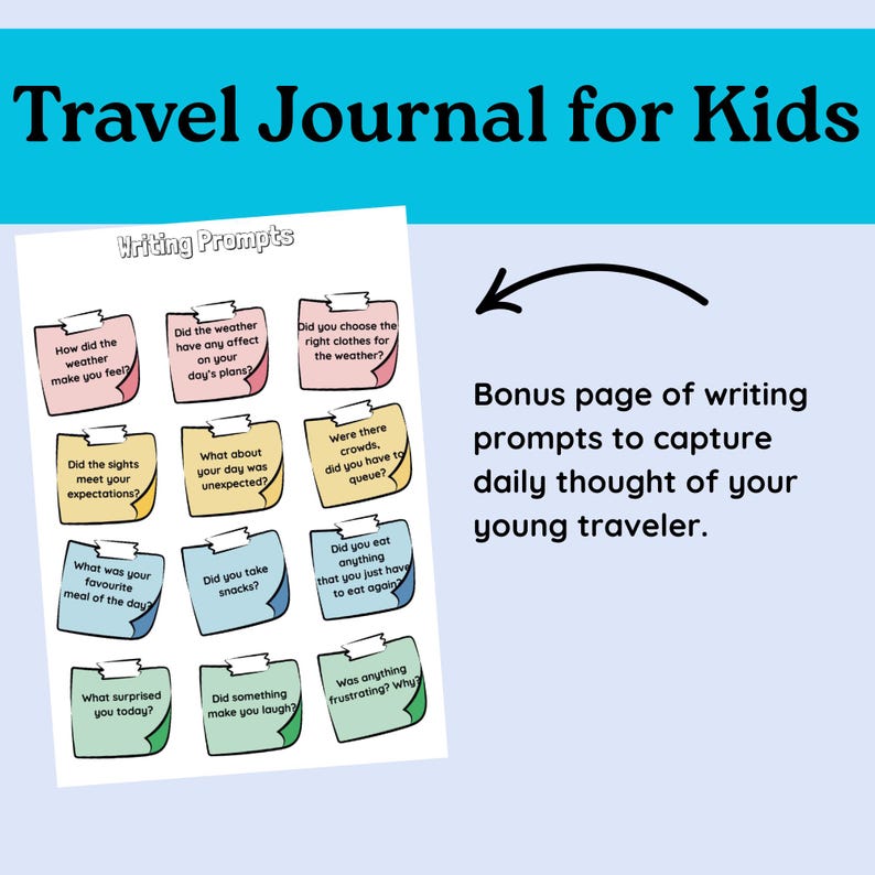 Printable Travel Journal for Kids, Kids Travel Activity, Kids Travel ...