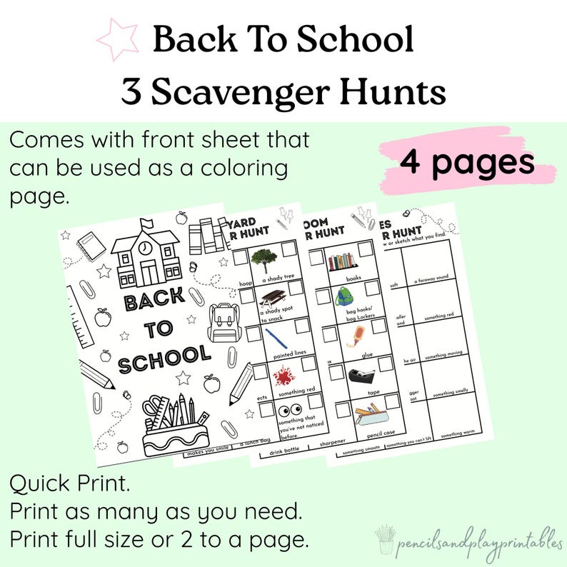 3 Back to School Scavenger Hunts, New School Year Activities, Fun ...