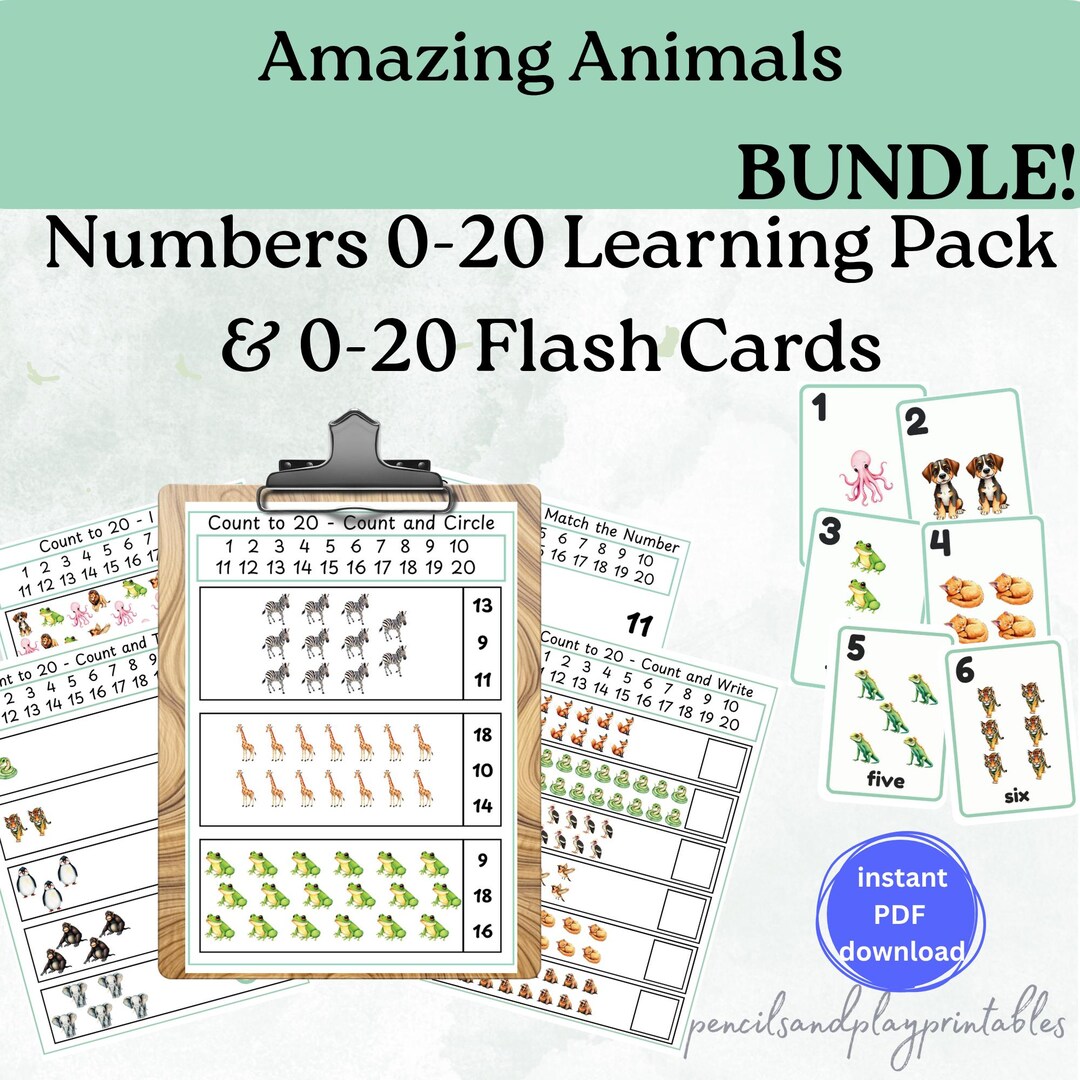 Complete 0-20 Counting BUNDLE, Activities and Flashcards, Learn to ...