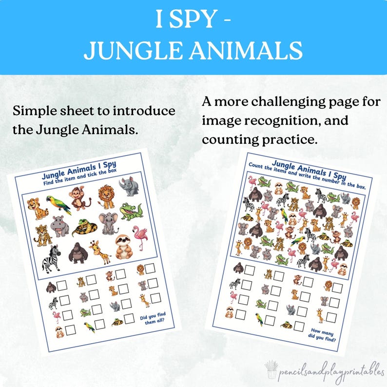 I Spy Jungle Animals Counting Printable Activity, Find and Count ...
