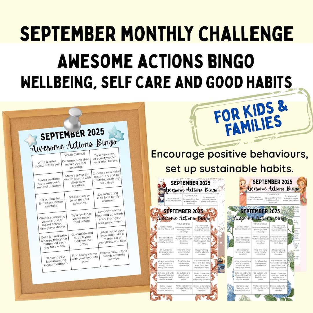 Wellbeing & Mindfulness Bingo Habit Chart for Kids, Awesome Actions ...