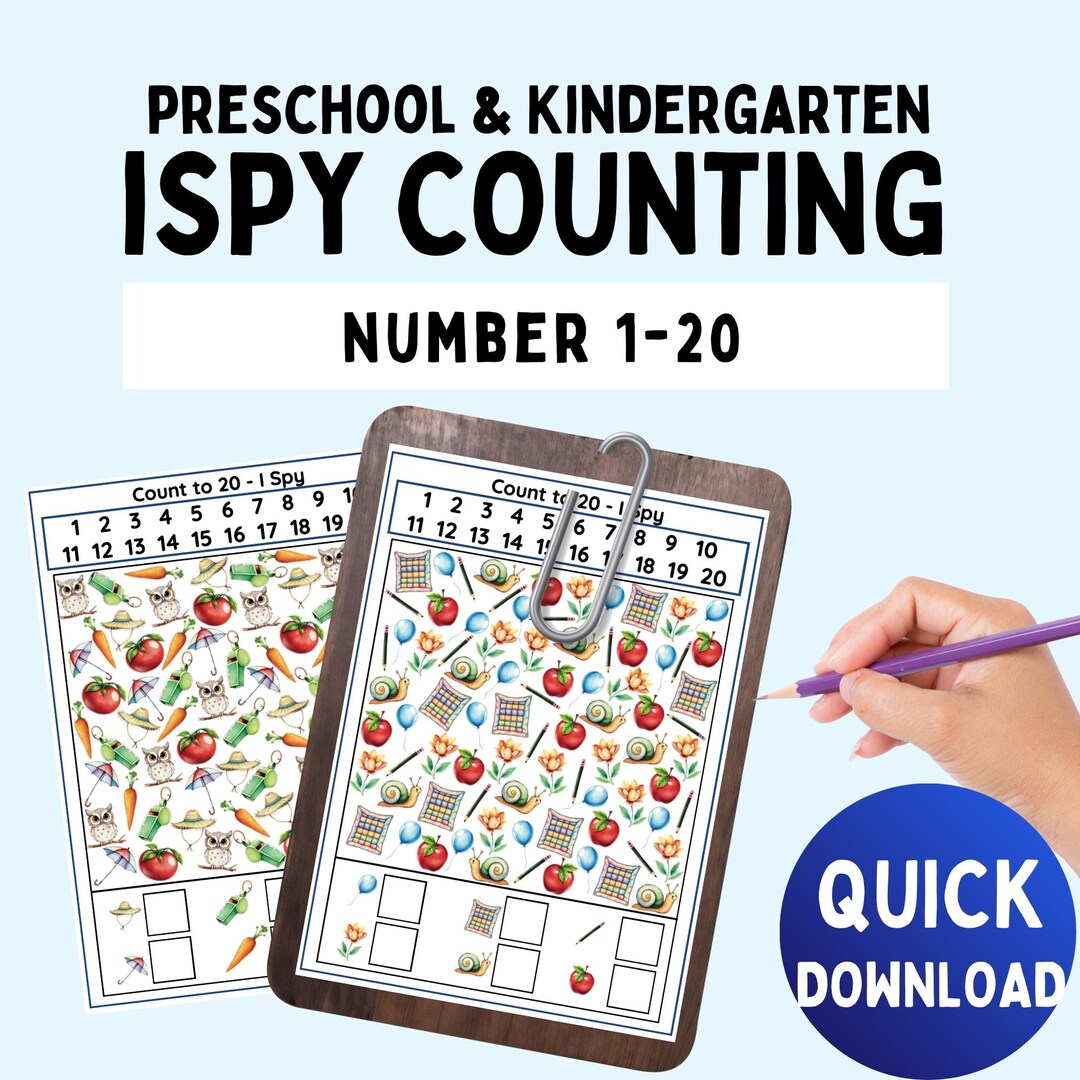 I Spy Counting Worksheet, Find and Count Activity, 0-20 Counting ...