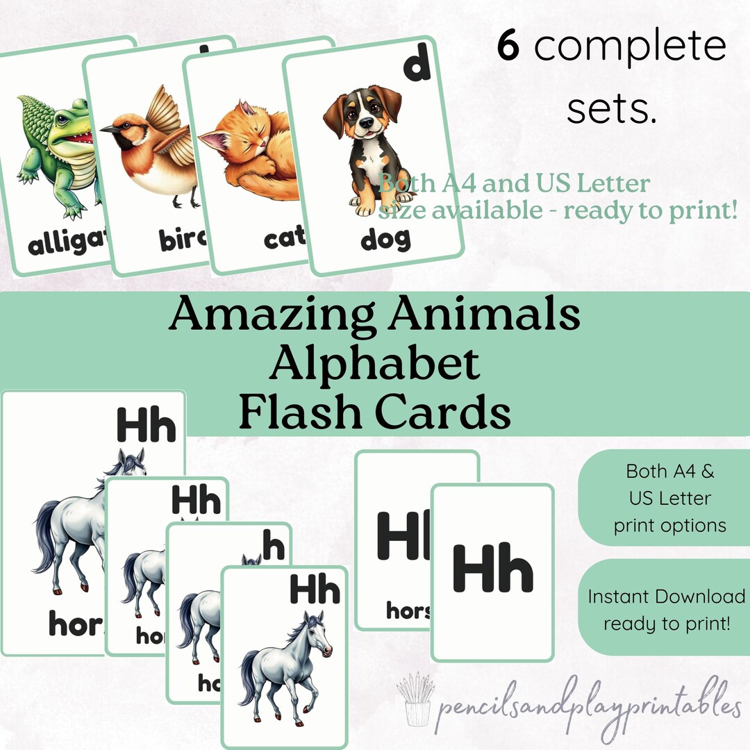 Animal Alphabet Flash Cards, Printable, Preschool Alphabet Curriculum ...